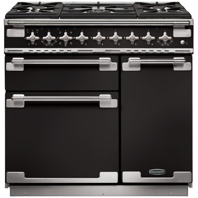 Rangemaster Elise ELS90DFFGB - Black Range Cooker - 90cm Dual Fuel - A ...