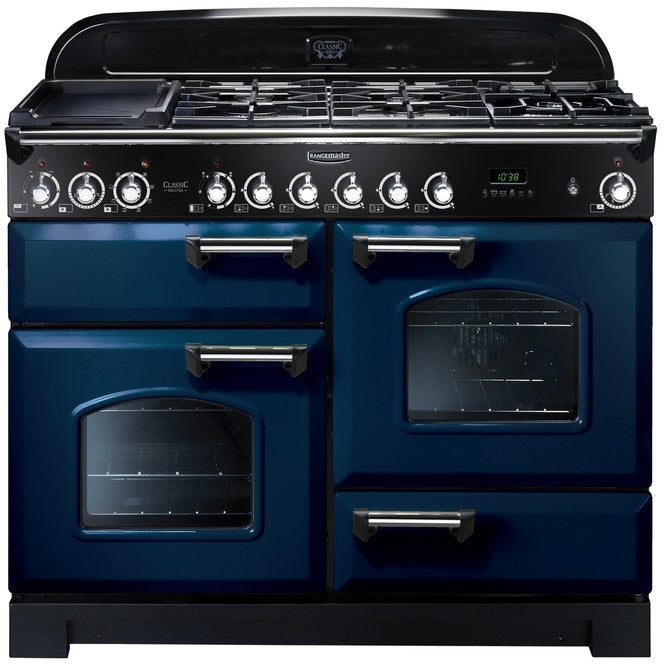 Rangemaster Classic Deluxe CDL110DFFRB/C - Regal Blue Dual Fuel Range ...