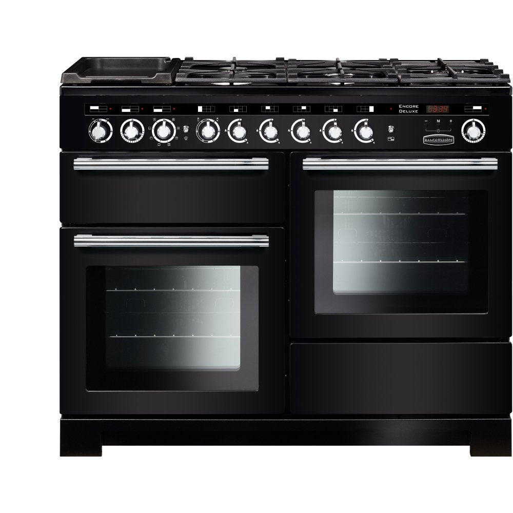 Rangemaster EDL110DFFBL/C - Black/Chrome 110cm Range Cooker - Dual Fue ...