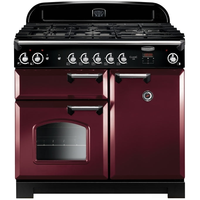 Rangemaster Classic CLA100NGFCY/C - Red/Chrome 100cm Range Cooker - Ga ...