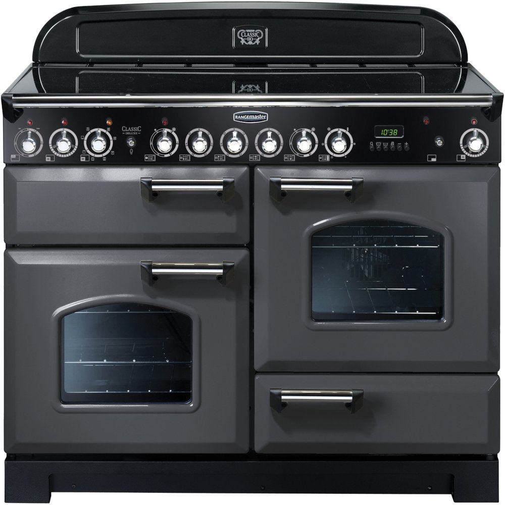 Rangemaster Classic Deluxe CDL110ECSL/C - Slate/Chrome Grey Range Cook ...