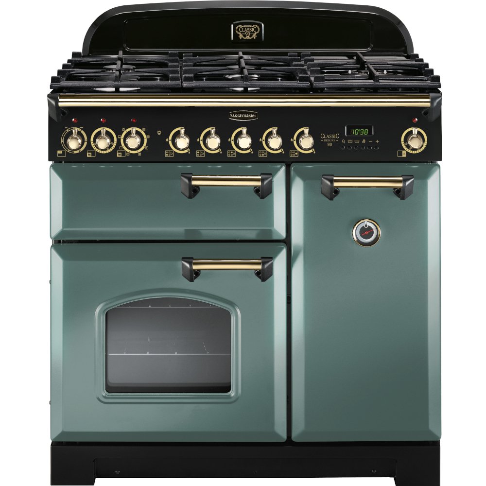 Rangemaster Classic Deluxe CDL90DFFMG/B - Green Dual Fuel Range Cooker ...
