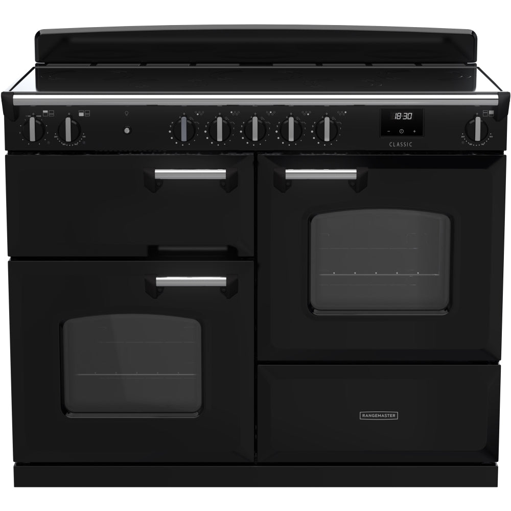 Rangemaster CLO110EIPGBL/CM1 - Black/Chrome Range Cooker - 110cm Induc ...
