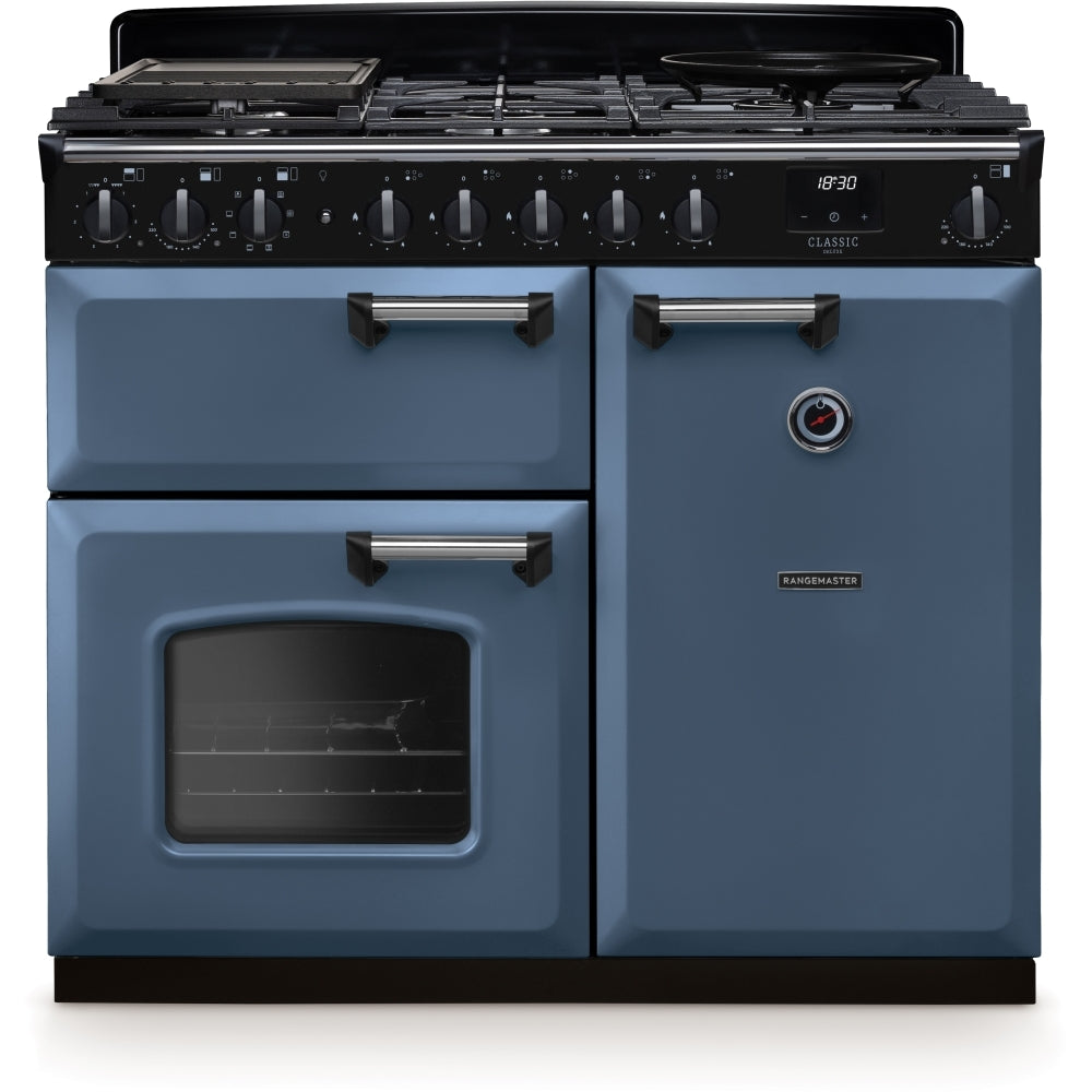 Rangemaster CLDL100DFPSTB/CM1 - Blue 100cm Dual Fuel Range Cooker - 5 ...