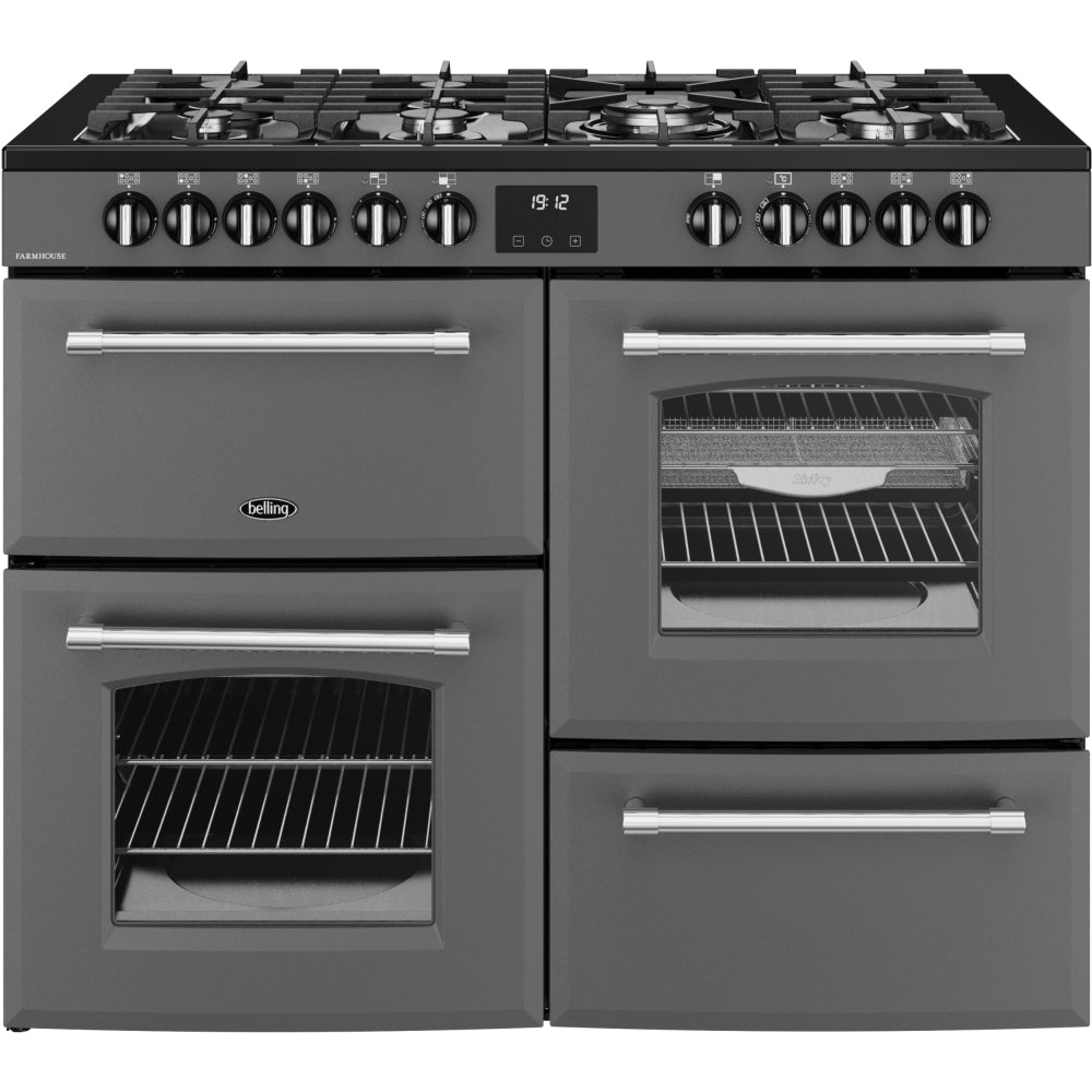 Belling Farmhouse 110 DF 444411837 - Grey 110cm Dual Fuel Range Cooker ...
