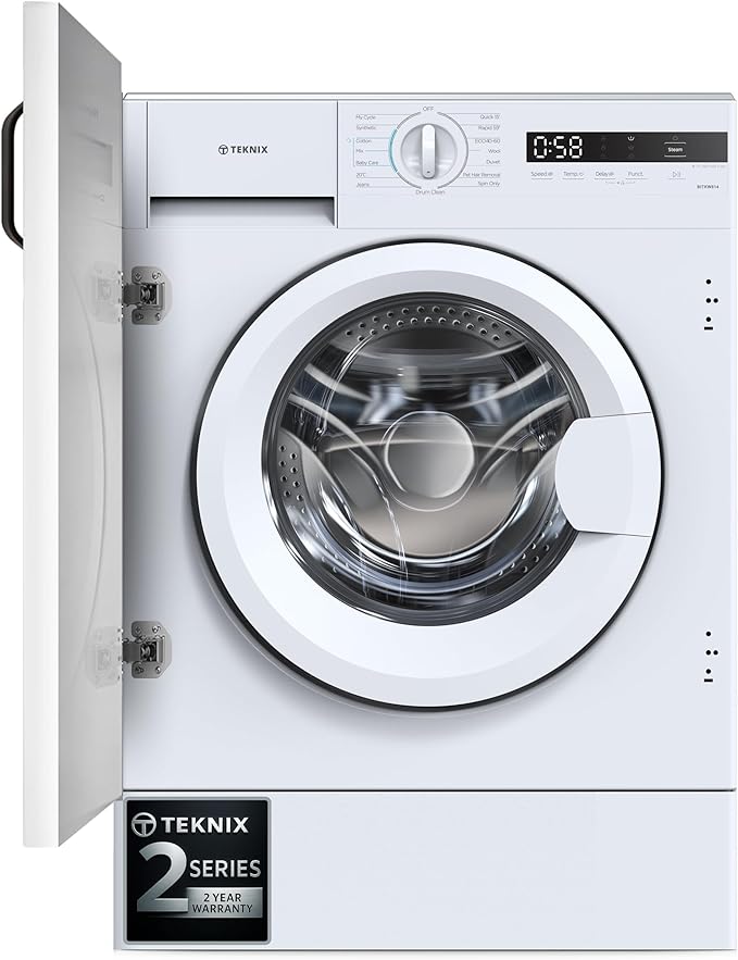 Teknix BITKW814 - White 8KG Integrated Washing Machine - 1400 RPM - A ...