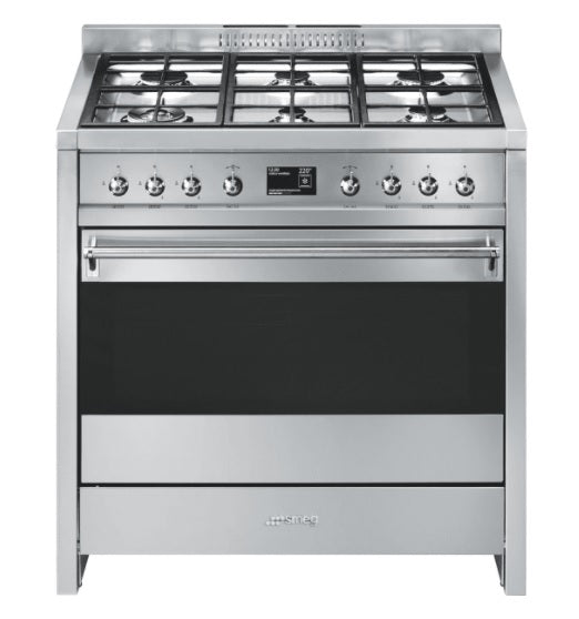 Smeg A1-9 - Stainless steel 6 Zone Dual Fuel Cooker - A+ energy ...