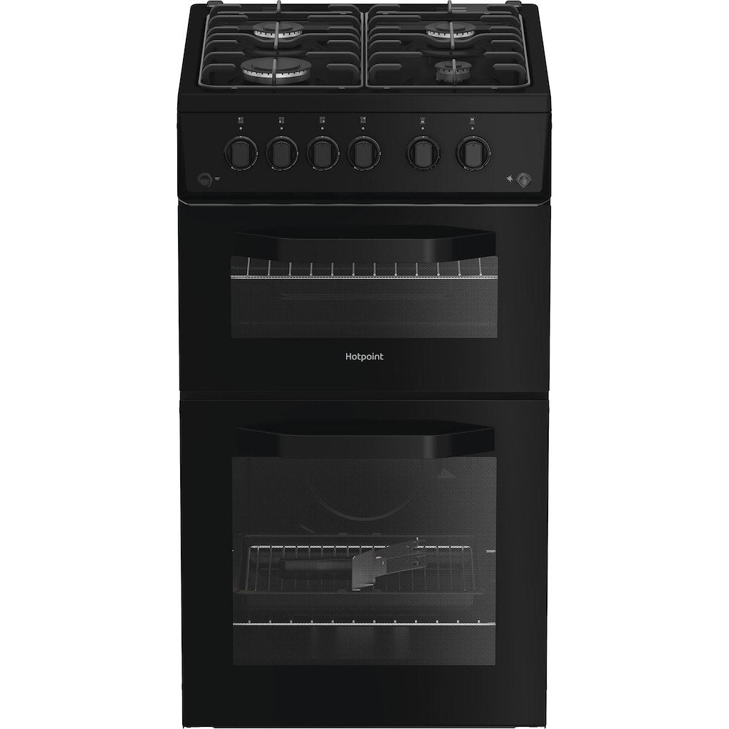 Hotpoint HTG5GCB - Black Gas Cooker - 59L Double Cavity - A+ Energy ...